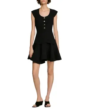 Sandro Brittany Button Front Flare Dress