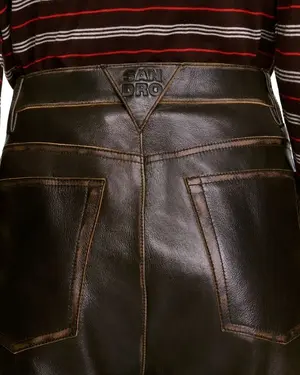 Sandro Thompson Distressed Leather Flare Pants