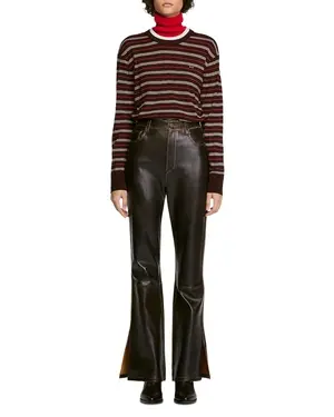 Sandro Thompson Distressed Leather Flare Pants