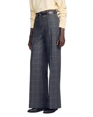 Sandro Colton Belted Straight Leg Pants