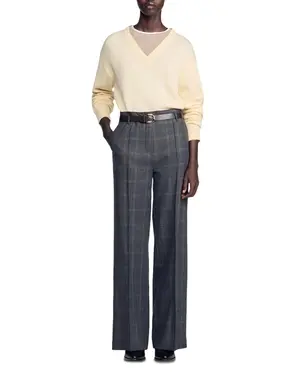 Sandro Colton Belted Straight Leg Pants