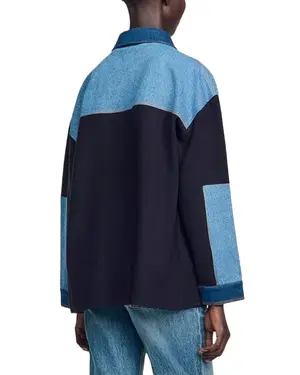 Sandro Celia Denim Mix Oversized Jacket
