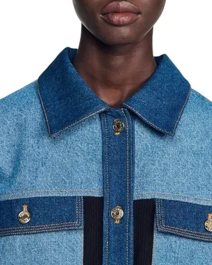 Sandro Celia Denim Mix Oversized Jacket