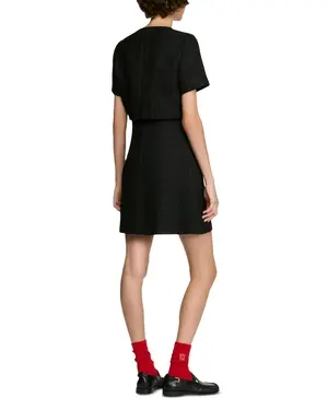 Sandro Palace Tweed Belted Dress