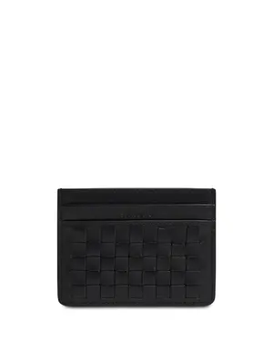 Sandro Braided Leather Card Holder - Black