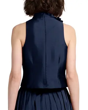 EMILY SHALANT 3d Flower Taffeta Top - Navy