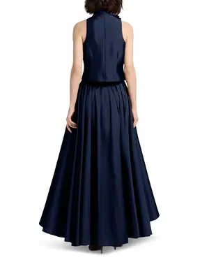 EMILY SHALANT 3d Flower Taffeta Top - Navy
