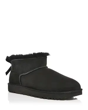 UGG Ultra Mini Bailey Bow Shearling Lined Boots Black