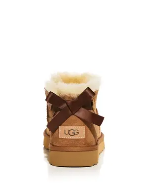UGG Ultra Mini Bailey Bow Shearling Lined Boots - Chestnut