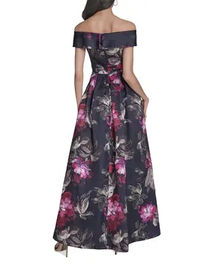 Eliza J Printed Off-the-shoulder Ballgown
