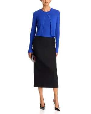 TOCCIN Zoe Ribbed Cropped Cardigan - Lapis