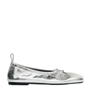 ALOHAS Rosalind Shimmer Leather Ballet Flats - Silver