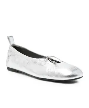 ALOHAS Rosalind Shimmer Leather Ballet Flats - Silver