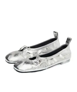 ALOHAS Rosalind Shimmer Leather Ballet Flats - Silver