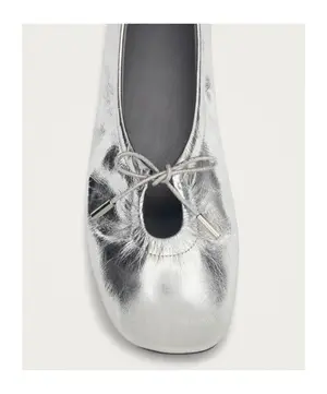 ALOHAS Rosalind Shimmer Leather Ballet Flats - Silver