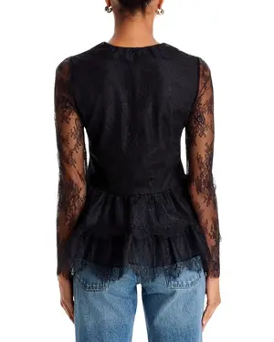 Alice + Olivia Xavier Lace Peplum Blouse