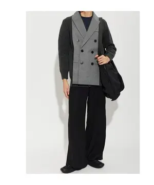 Sacai Double-breasted Panel Cardigan - Gray Black