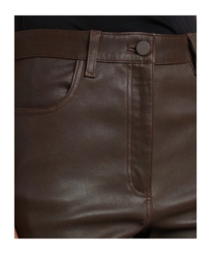 JOSEPH Duke Casual Leather Trousers - Brown