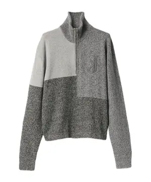 Jacquemus Color Block Half Zip Knitted Sweater - Multi-grey