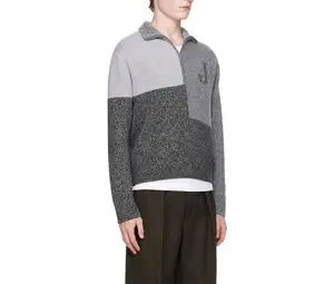 Jacquemus Color Block Half Zip Knitted Sweater - Multi-grey