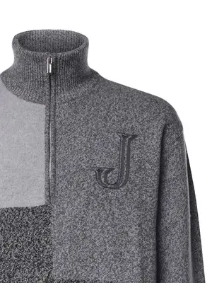 Jacquemus Color Block Half Zip Knitted Sweater - Multi-grey