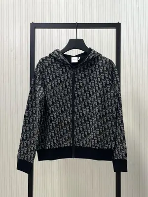 Dior Hooded Zipped Cardigan - Black