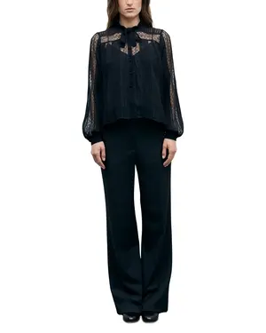 Gerard Darel Lonnie Tie Neck Button Front Blouse