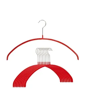 MAWA Euro Steel Grip Clothing Hanger, Model 40p, Set Of 10 - Red