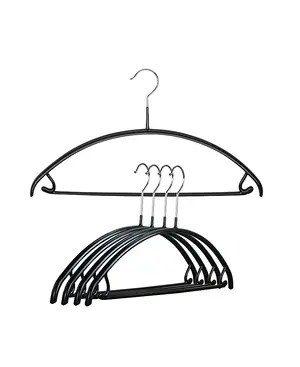 MAWA Euro Grip Clothing Hanger, Model 42u, Set Of 5 - Black