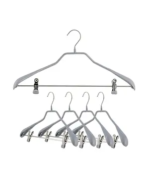 MAWA Bodyform Grip Clothing Hanger, Model 42lk, Set Of 5 Silver