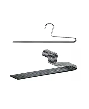 MAWA Single Rod Pant Hanger With Grip Coating, Model Kh/1, Set Of 10 - Black