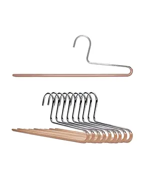 MAWA Single Rod Pant Hanger With Grip Coating, Model Kh/1, Set Of 10 - Latte