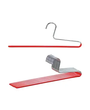 MAWA Single Rod Pant Hanger With Grip Coating, Model Kh/1, Set Of 10 - Red