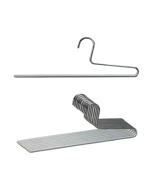 MAWA Single Rod Pant Hanger With Grip Coating, Model Kh/1, Set Of 10 - Silver