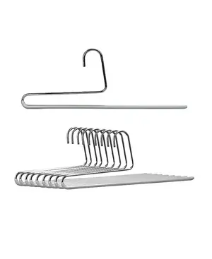 MAWA Single Rod Pant Hanger With Reverse Hook, Model Kh35u, Set Of 10 Silver