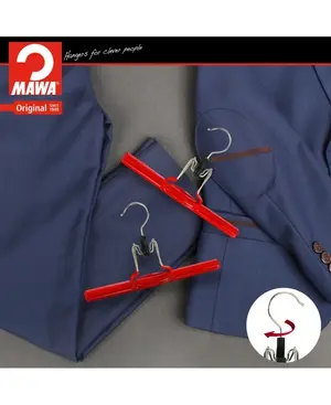 MAWA Pant Cuff Clamp Hanger With Grip, Model M26, Set Of 5 - Red