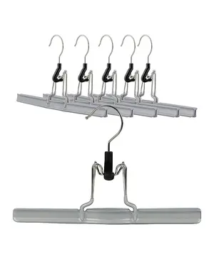 MAWA Pant Cuff Clamp Hanger With Grip, Model M26, Set Of 5 - Silver