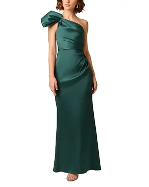 Aidan Mattox One Shoulder Stretch Mikado Gown - Forest