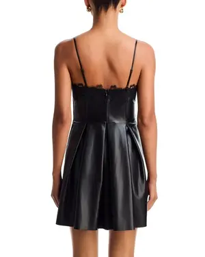 Aqua Lace Trim Faux Leather Mini Dress Excluisve