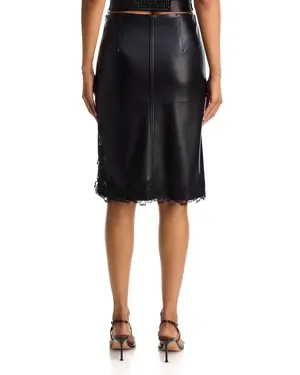 Aqua Faux Leather Lace Trim Skirt Exclusive