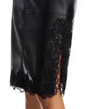 Aqua Faux Leather Lace Trim Skirt Exclusive
