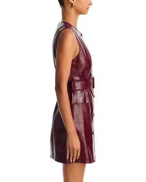 Aqua Faux Leather Belted Mini Dress Exclusive