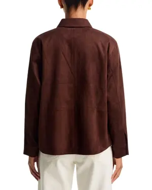 Aqua Faux Suede Fold Collar Shirt Exclusive