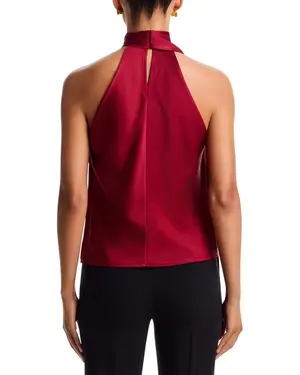 Aqua Sleeveless Scarf Neck Top Exclusive - Wine