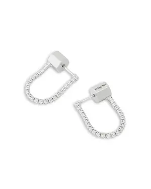 ALLSAINTS Phoebe Rhinestone Chain Medium Front To Back Earrings - Crystal/silver