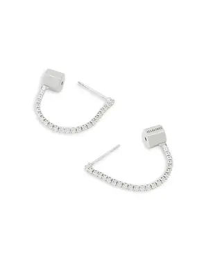 ALLSAINTS Phoebe Rhinestone Chain Medium Front To Back Earrings - Crystal/silver