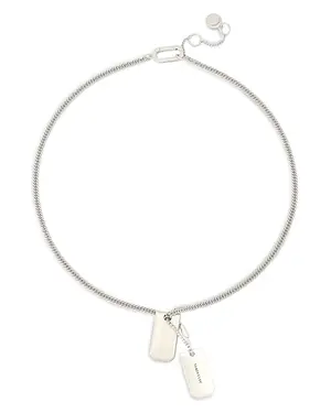 ALLSAINTS Phoebe Signature Dog Tag Pendant Necklace, 16-18 - Warm Silver