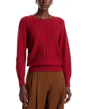 T Tahari Crewneck Long Dolman Sleeve Sweater - Dark Ruby