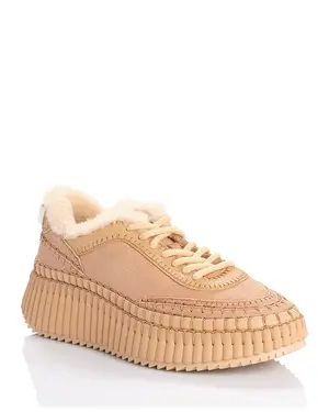 Chloé Nama Shearling Platform Sneakers