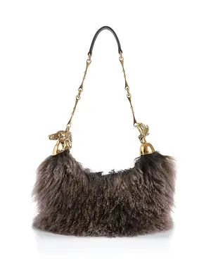 Chloé Horse Chain Shearling Shoulder Bag